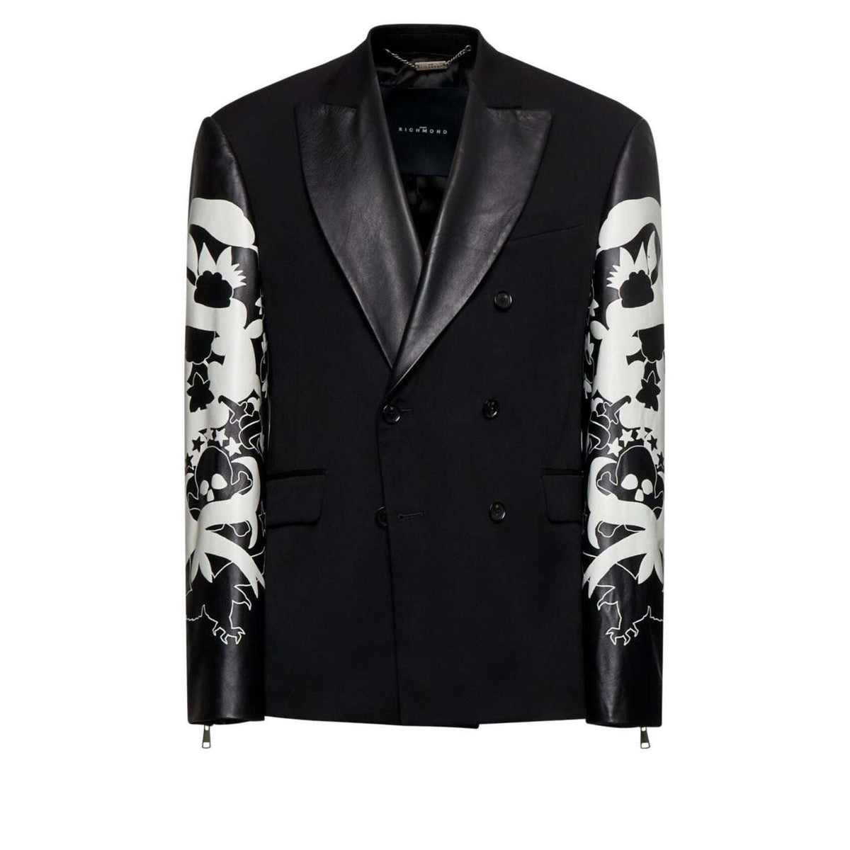 Blazer doppiopetto con maniche stampate e revers lucidi – John Richmond