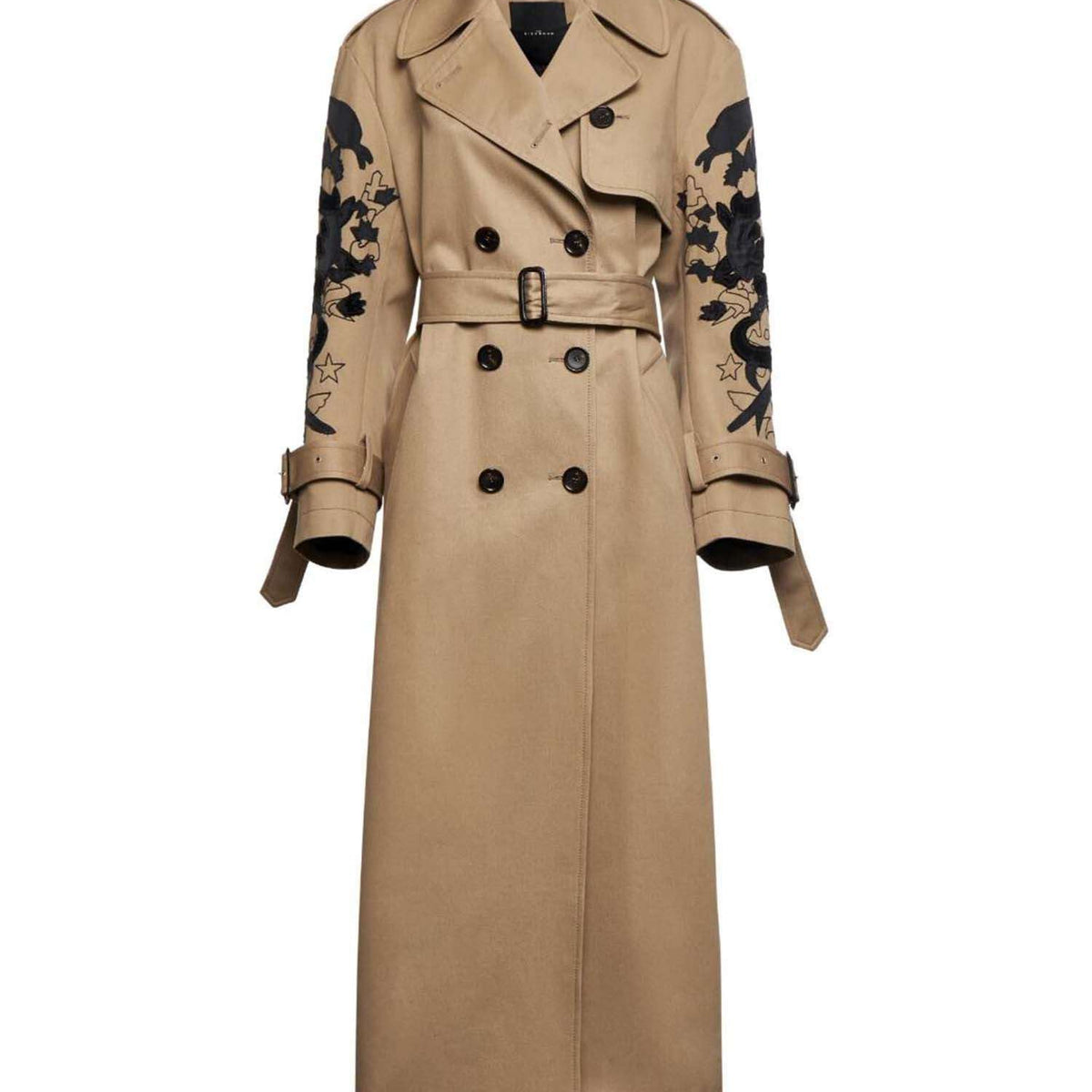 Trench coat with graphic embroidery on the sleeves – John Richmond